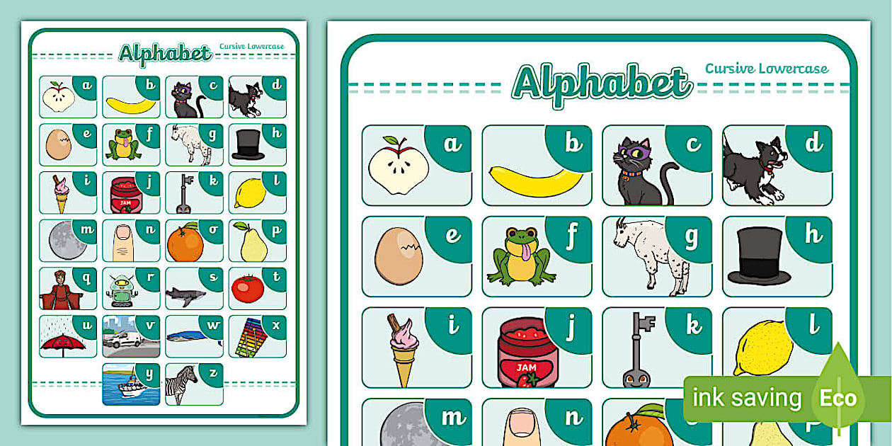 Cursive Alphabet Poster Lowercase (Teacher-Made) - Twinkl