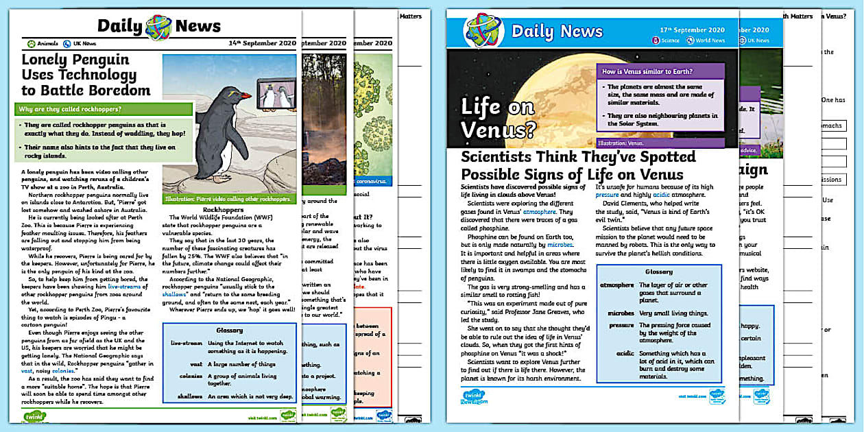 NewsRoom Weekly Reading Comprehension Pack - 18th September 2020