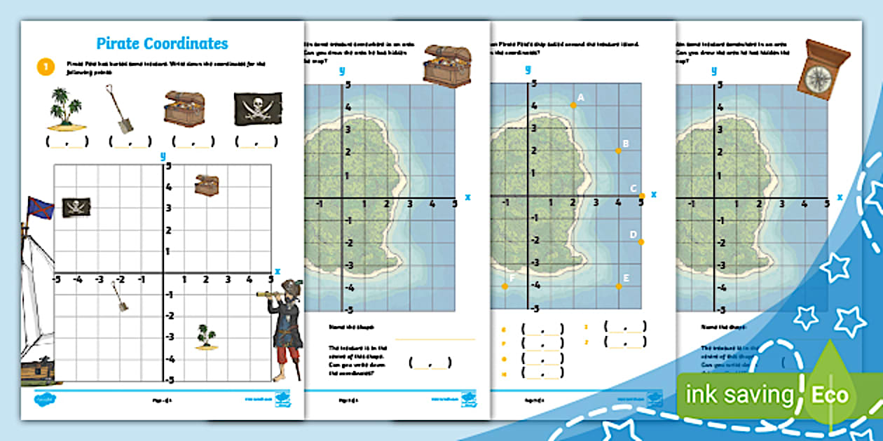 Pirate Coordinates (Ages 7 - 11) (teacher made) - Twinkl