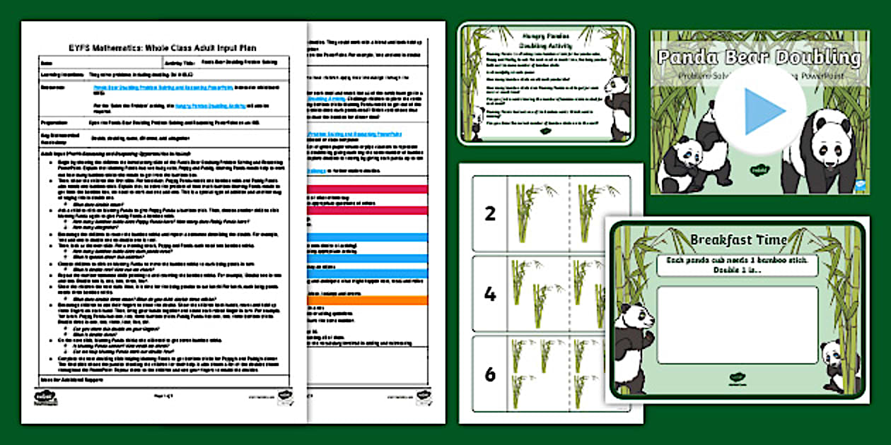 EYFS Maths: Panda Bear Doubling Problem Solving Whole Class Adult Input ...
