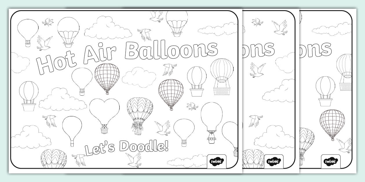 Hot Air Balloon Doodle Colouring Pages - Twinkl - KS1