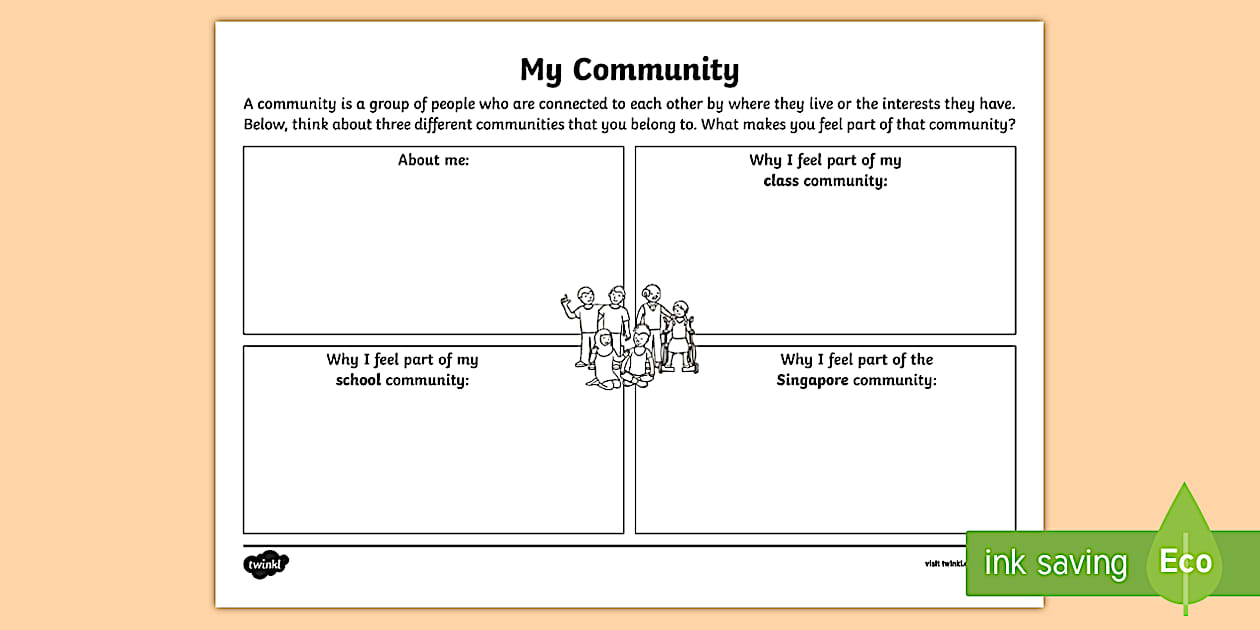 Editable My Community Worksheet (teacher made) - Twinkl