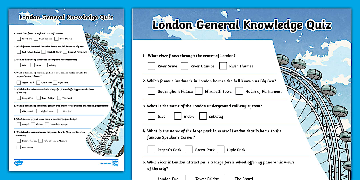 General Knowledge about London Quiz - Twinkl