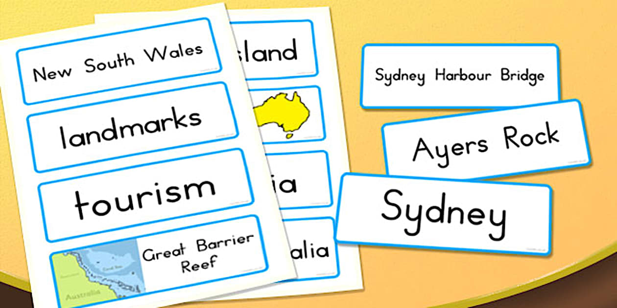 Editable Famous Australian Landmarks Word Cards - Twinkl