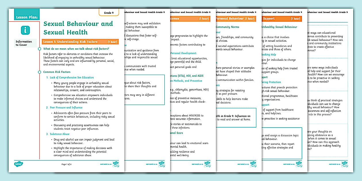 Lesson Plan Sexual Behaviour And Sexual Health Grade 9 0185