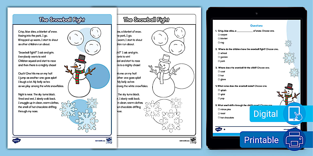 Differentiated Poetry Analysis Worksheet: The Snowball Fight