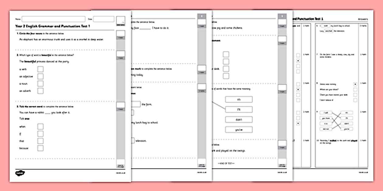 Year 2 Grammar Test - Teaching and Testing Grammar - Twinkl