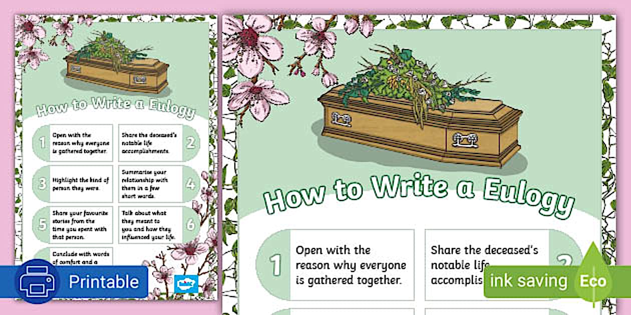 How To Write A Eulogy Template Poster | Senior Phase