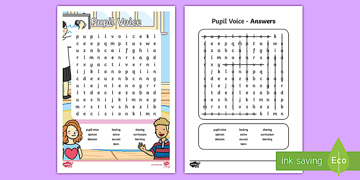 Pupil Voice KS1 Wordsearch (teacher made) - Twinkl