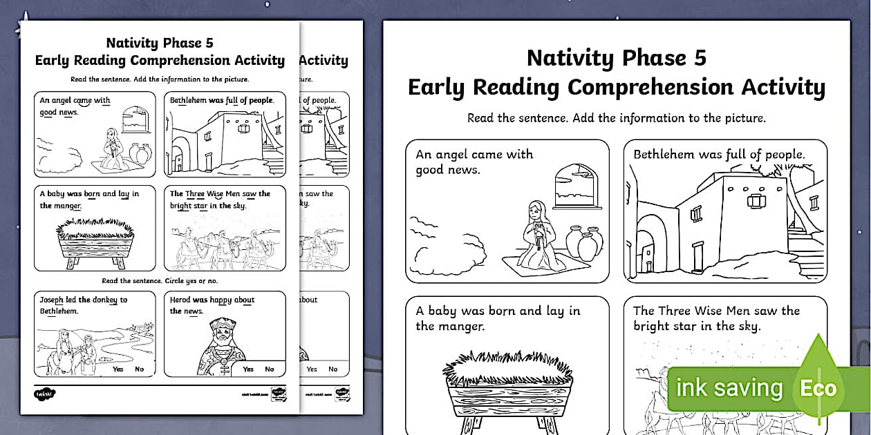 Nativity-Themed Phase 5 Early Reading Comprehension Activity