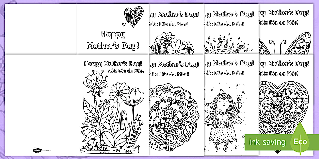 Mother's Day Mindfulness Colouring Cards English/Portuguese