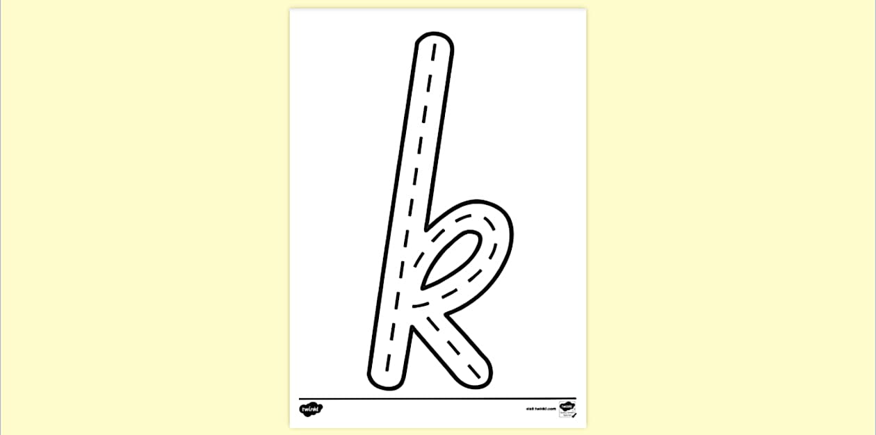 NZ Lowercase K Road Lettering Colouring | Colouring Sheets
