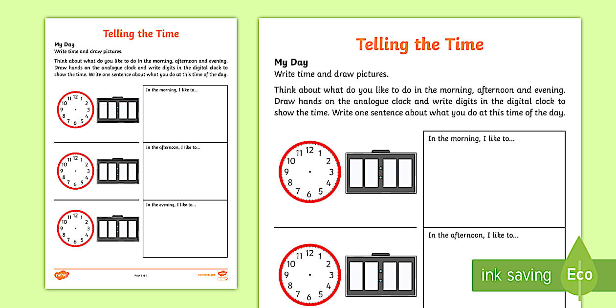 My Day Worksheet / Worksheet (teacher made) - Twinkl