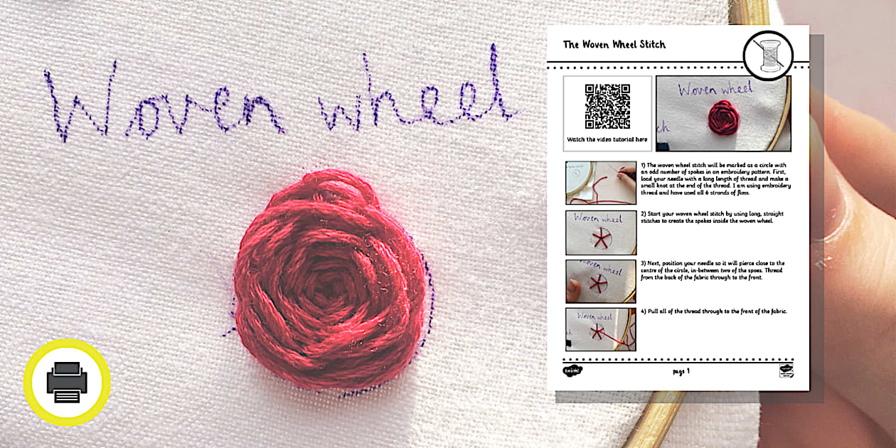 How To Use The Woven Wheel Stitch Instructions - Twinkl