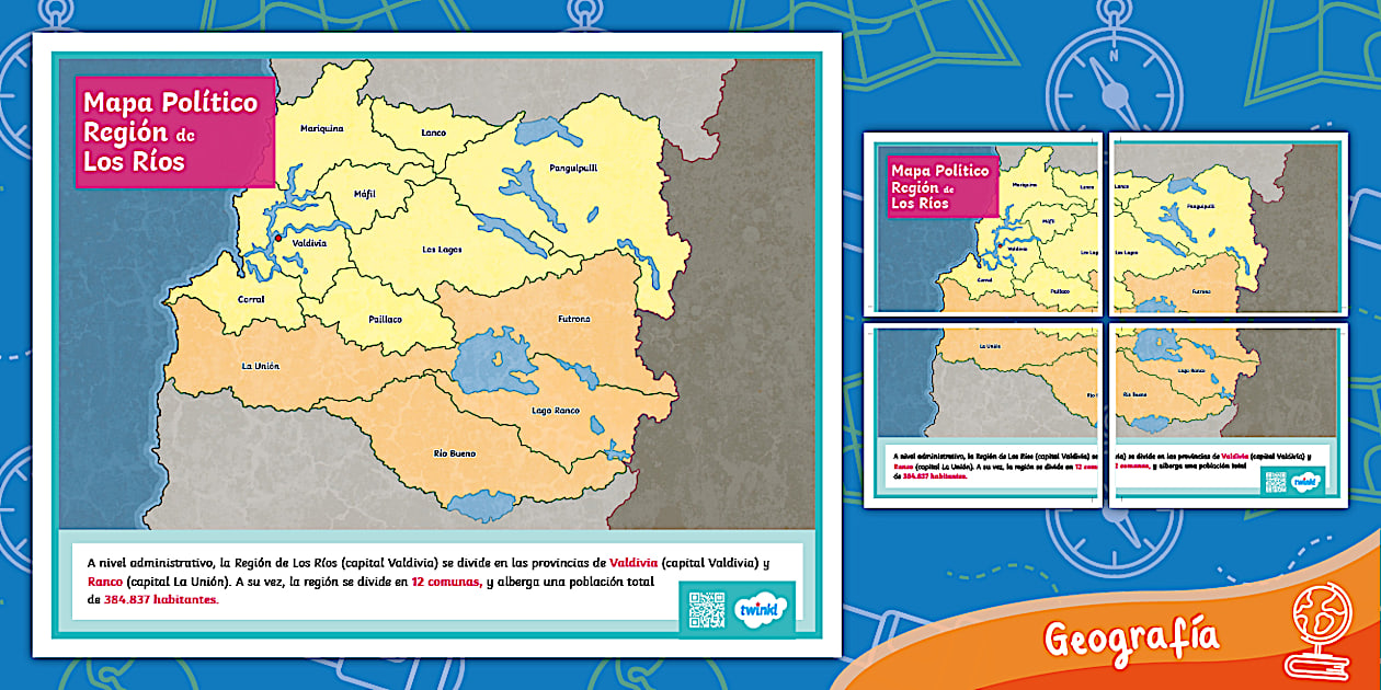 Póster XL | Mapa Político Provincial | Región de Los Ríos