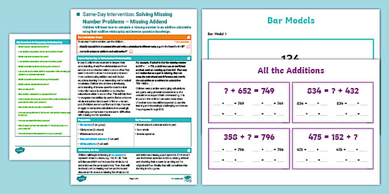 👉 Y3 Intervention: Missing Number Problems - Missing Addend