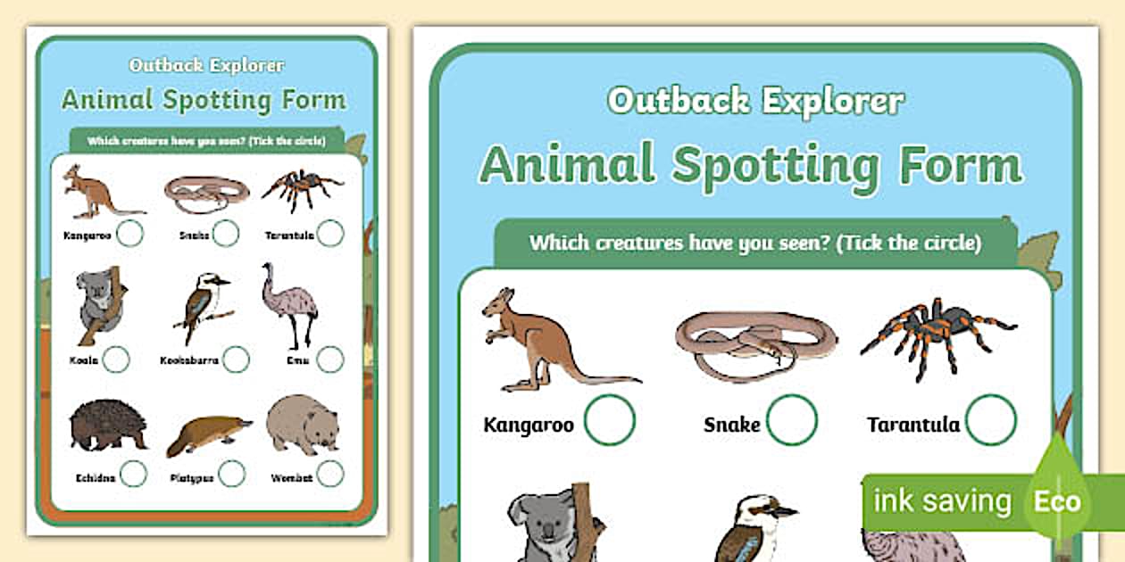 Outback Explorer Animal Spotting Form (Teacher-Made)