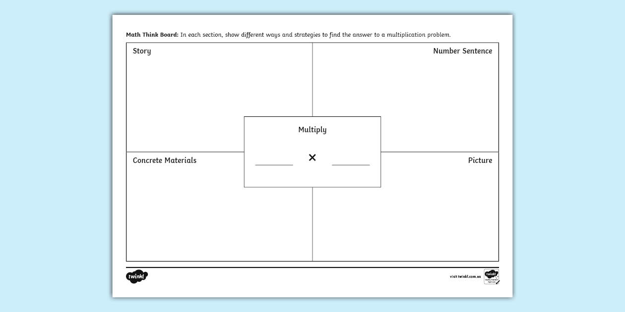 Editable Multiplication Think Board Worksheet - Twinkl