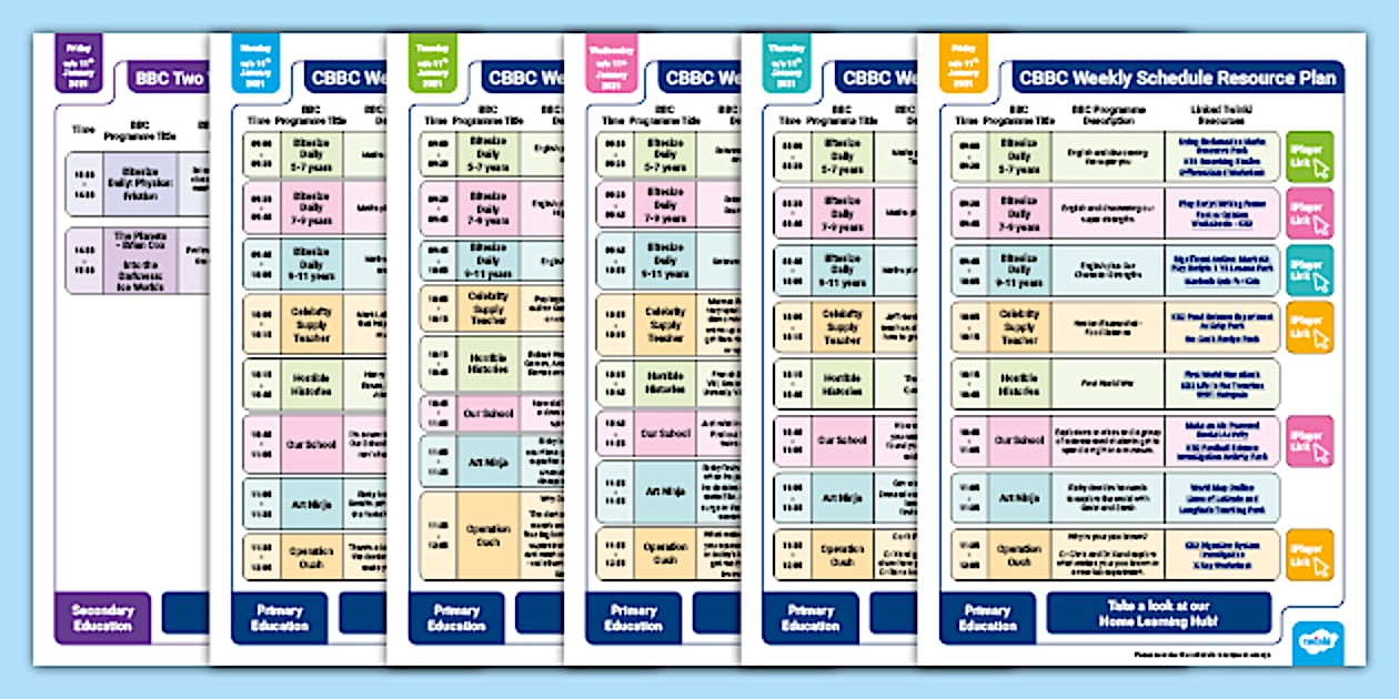 FREE! - BBC Weekly Schedule Resource Plan: W/C 11th January 2021