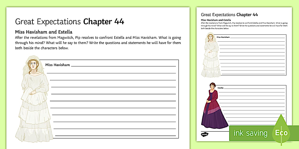 Chapter 44 Miss Havisham and Estella Worksheet / Worksheet to Support ...