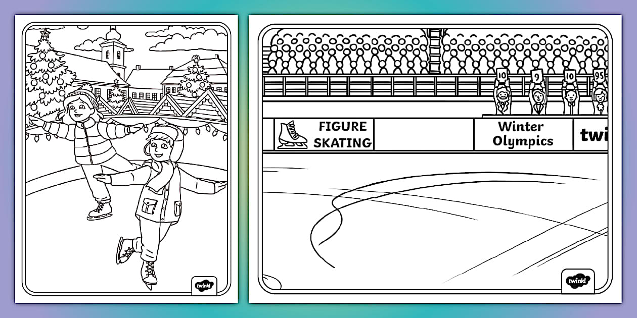 Ice Skating Rink Coloring Sheets (teacher made) - Twinkl