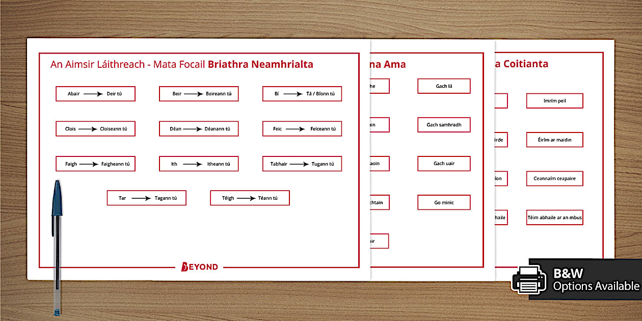 An Aimsir Láithreach - Mata Focail (Teacher-Made) - Twinkl