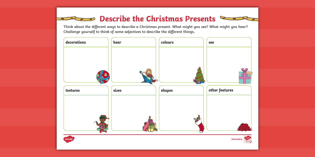 Christmas Presents Adjectives Worksheet (teacher made)