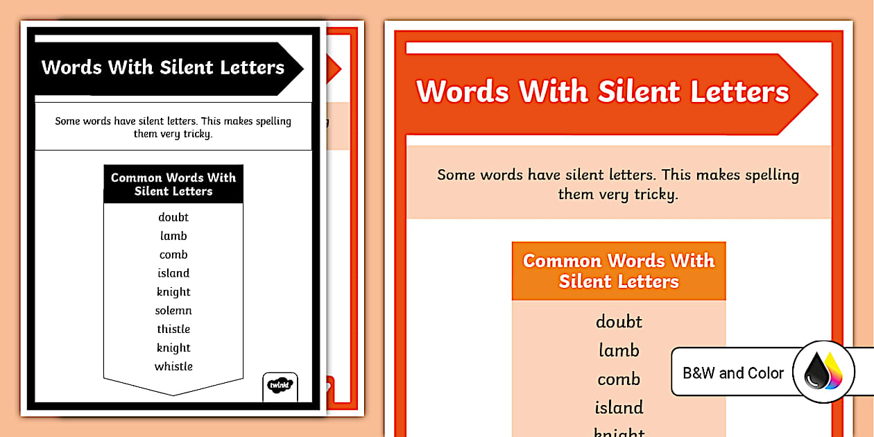 Words With Silent Letters Poster for 4th-5th Grade - Twinkl