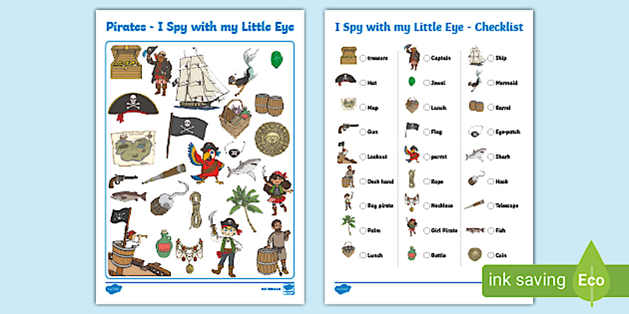 Black and White Pirate Themed I Spy With My Little Eye Activity