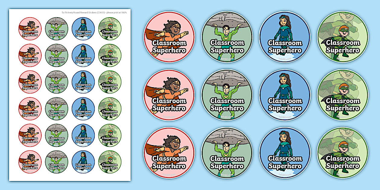 Classroom Superhero Stickers (professor feito) - Twinkl