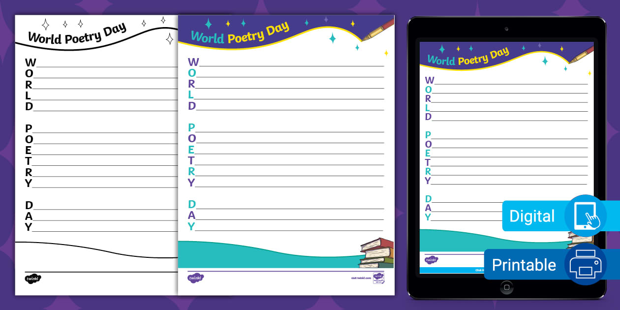 World Poetry Day Acrostic Poem for 3rd-5th Grade