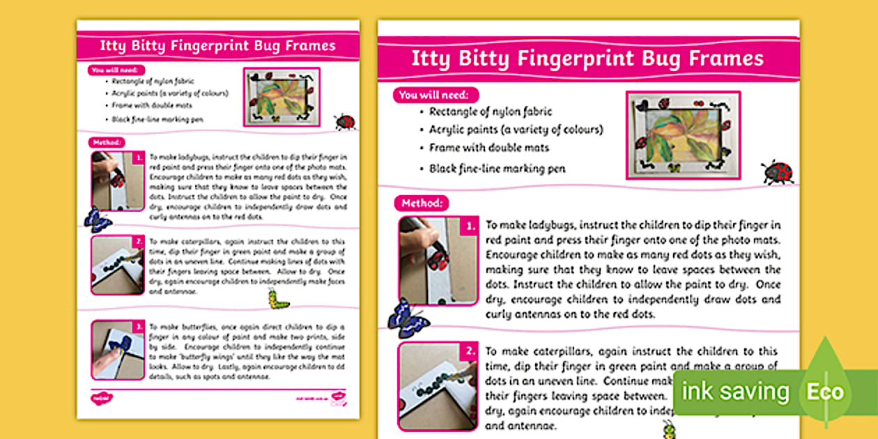 TAS Itty Bitty Fingerprint Bug Frame Craft - Twinkl