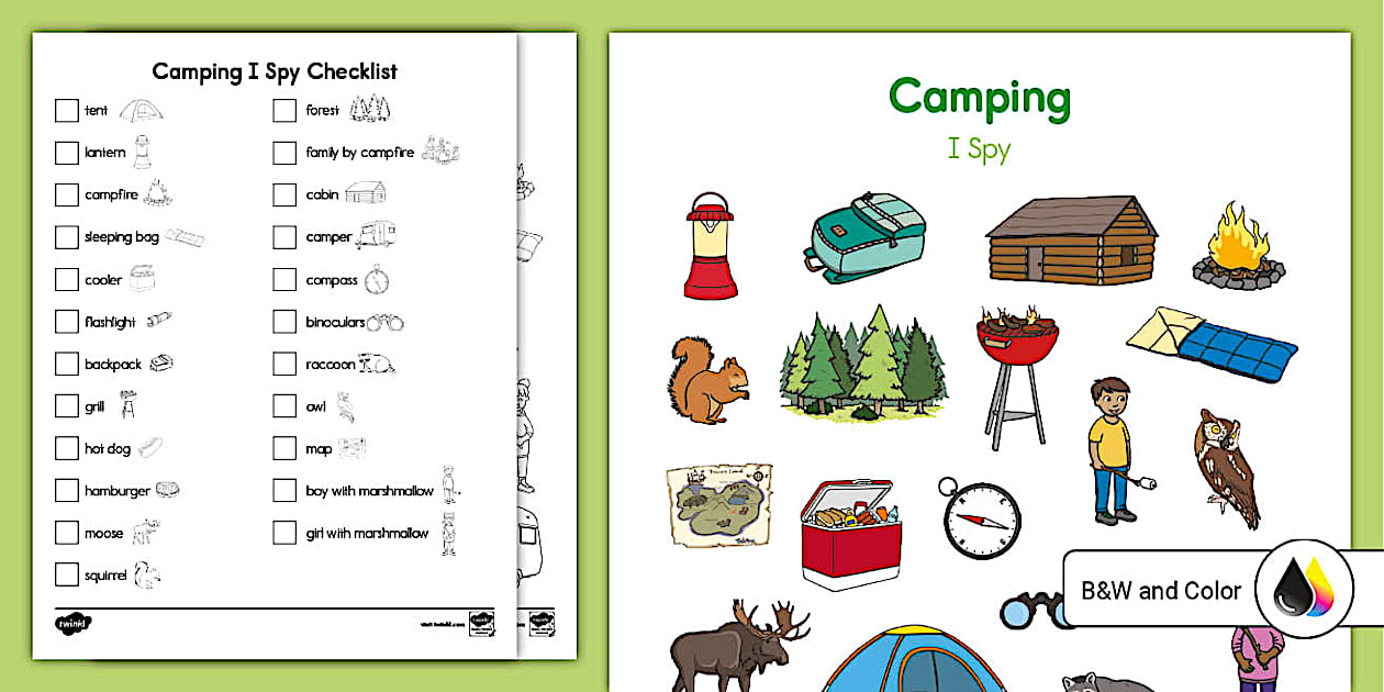 Camping I Spy Activity (teacher made) - Twinkl
