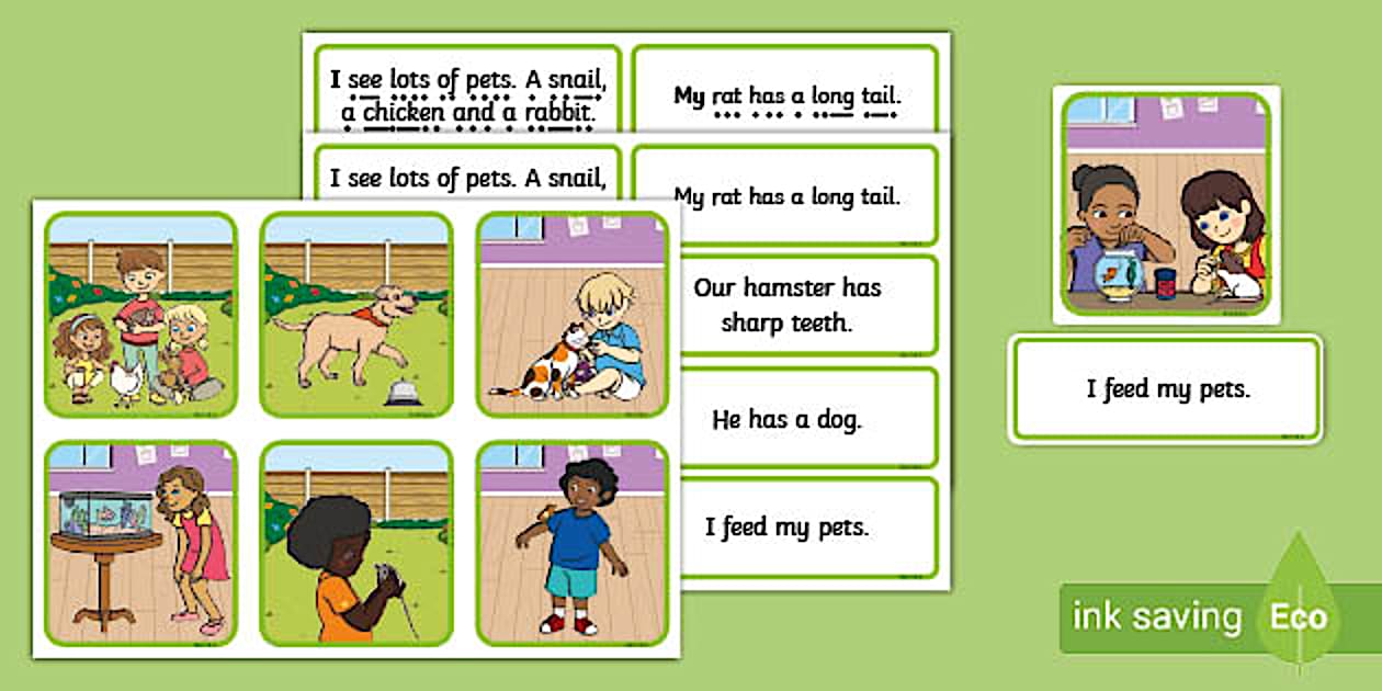 Pets Simple Sentence Matching Activity (teacher made)