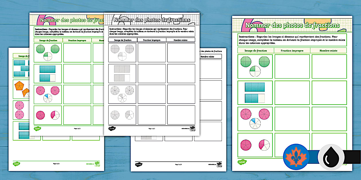 Naming Fractions Activity Sheet French (teacher made)