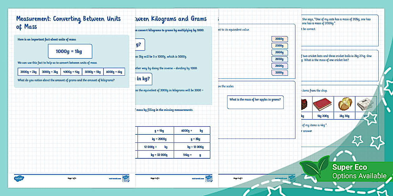 Measurement: Converting Between Units of Mass (Ages 8 - 9)