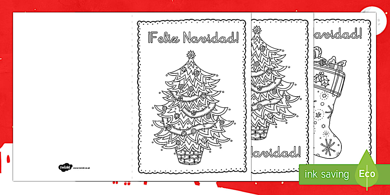 Adult Coloring Mindfulness Christmas Cards Spanish - Twinkl
