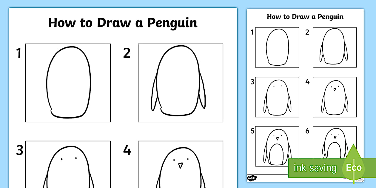 Pictures of Penguins to Draw Worksheet - Primary Resources
