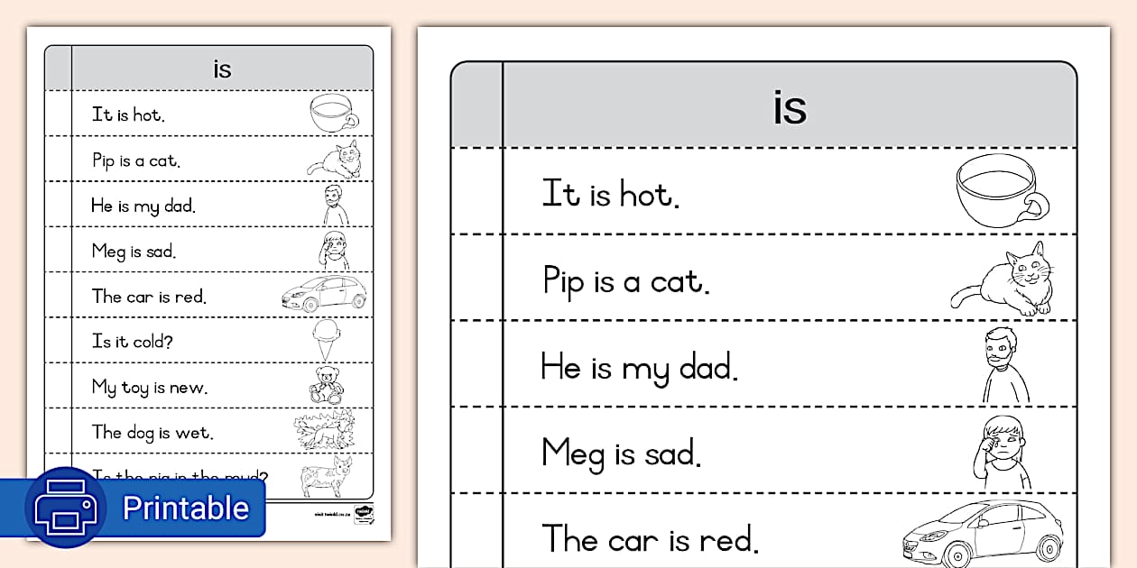 Grade 1 Sight Word Reading Strips - is (teacher made)