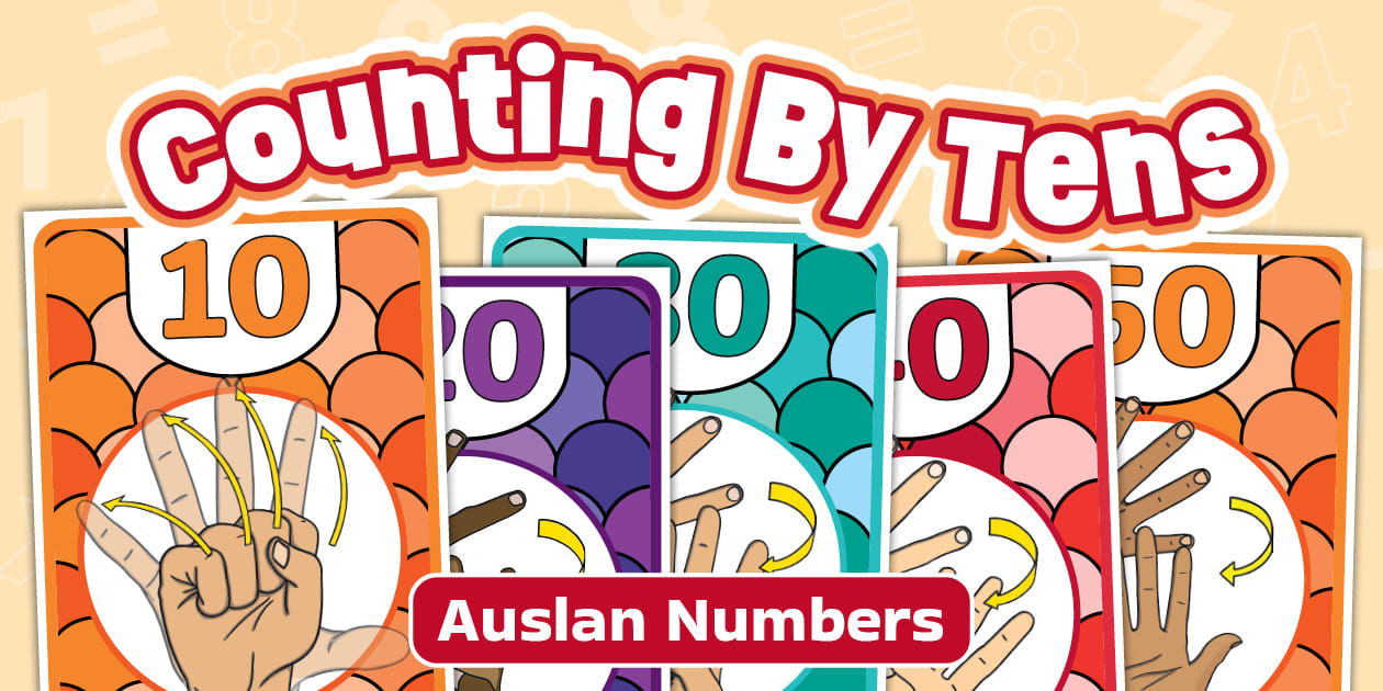 Auslan Numbers - Counting By Tens Display Posters