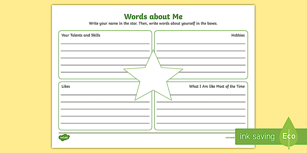 KS1 Words About Me Worksheet / Worksheet (teacher made)