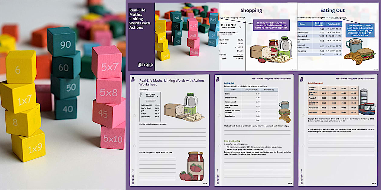 Real-Life Maths Linking Words with Actions Lesson Pack