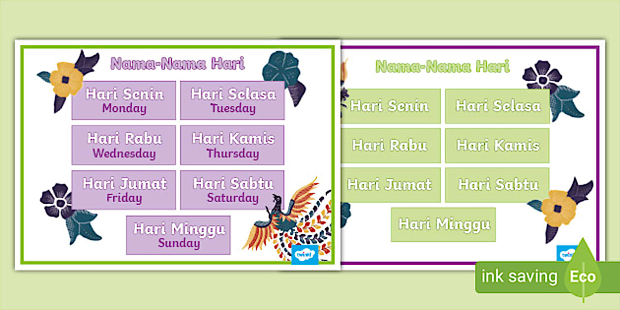 Days of the Week Word Mat Indonesian (teacher made) - Twinkl