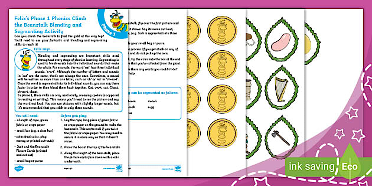 Climb the Beanstalk: Felix's Phase 1 Oral Blending and Segmenting Activity