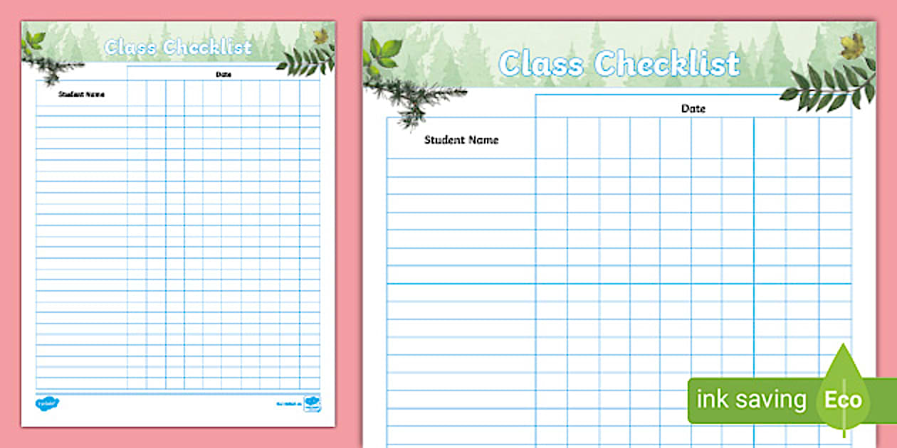 Canadian Nature Class Attendance Checklist (teacher made)