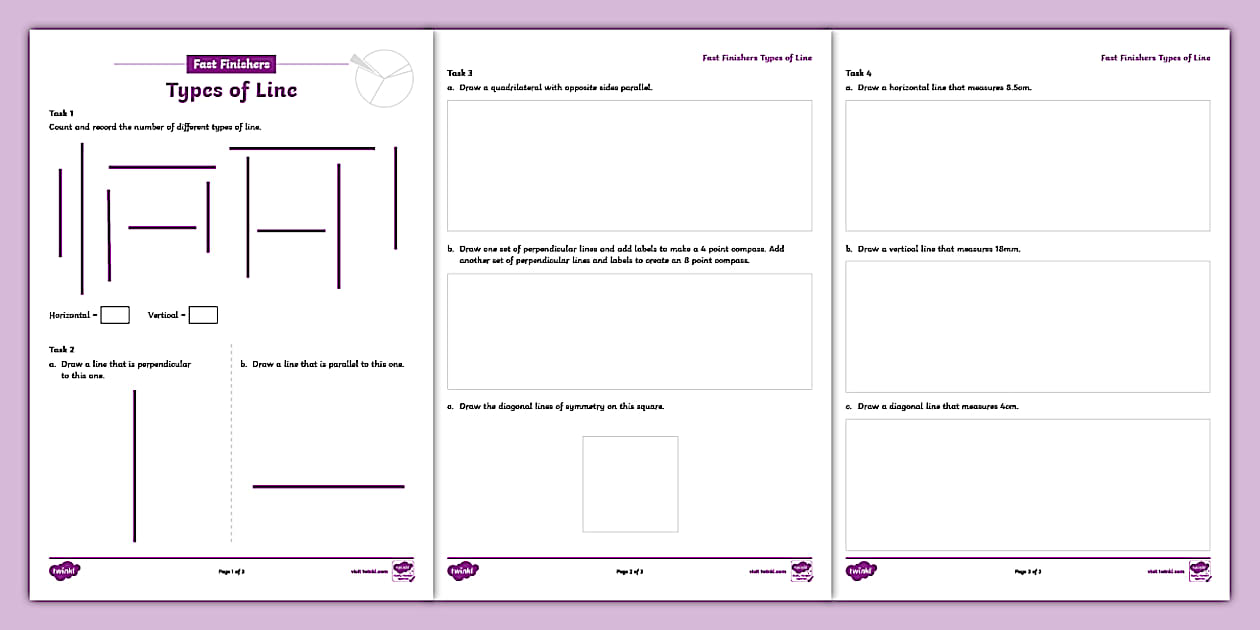 Fast Finishers Types of Line Activity Sheets (Teacher-Made)