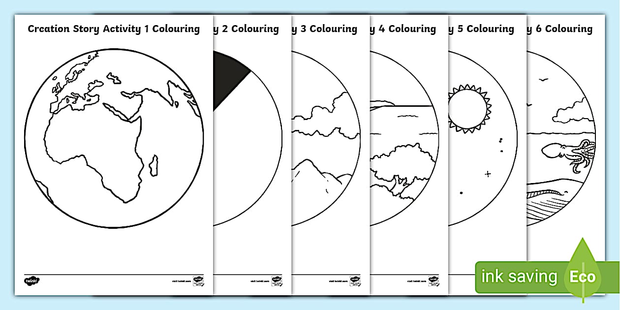 Creation Story Activity Colouring Pages - Sheets - Twinkl