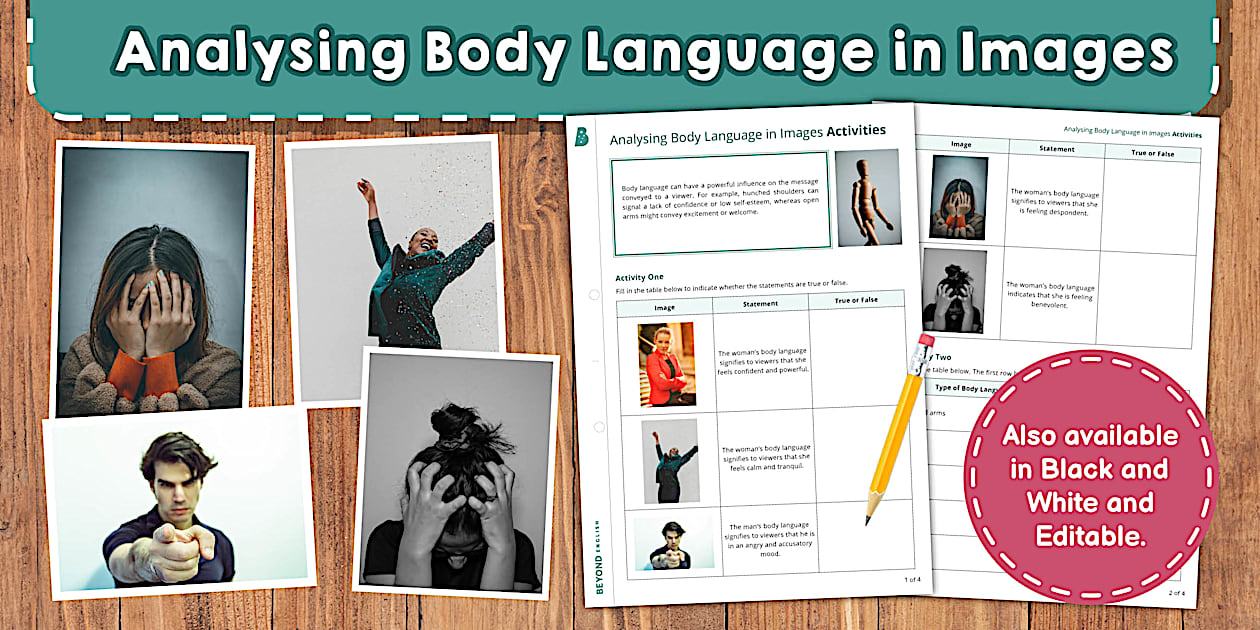 Analysing Body Language in Images Worksheet - Twinkl