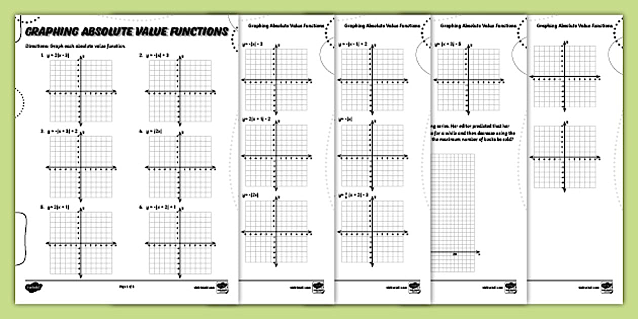 Eighth Grade Graphing Absolute Value Functions Activity Worksheet