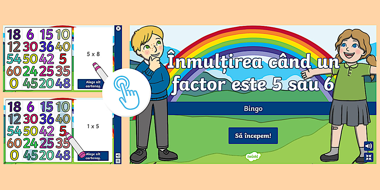 Înmulțirea când unul dintre factori este 5 sau 6 Bingo online